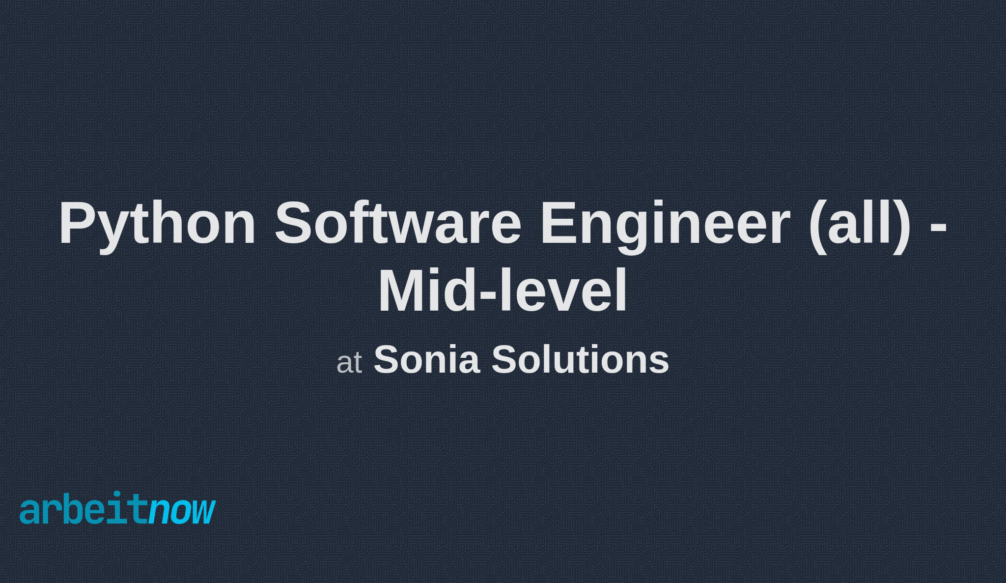 Python Software Engineer (all) - Mid-level job at Sonia Solutions in Berlin
